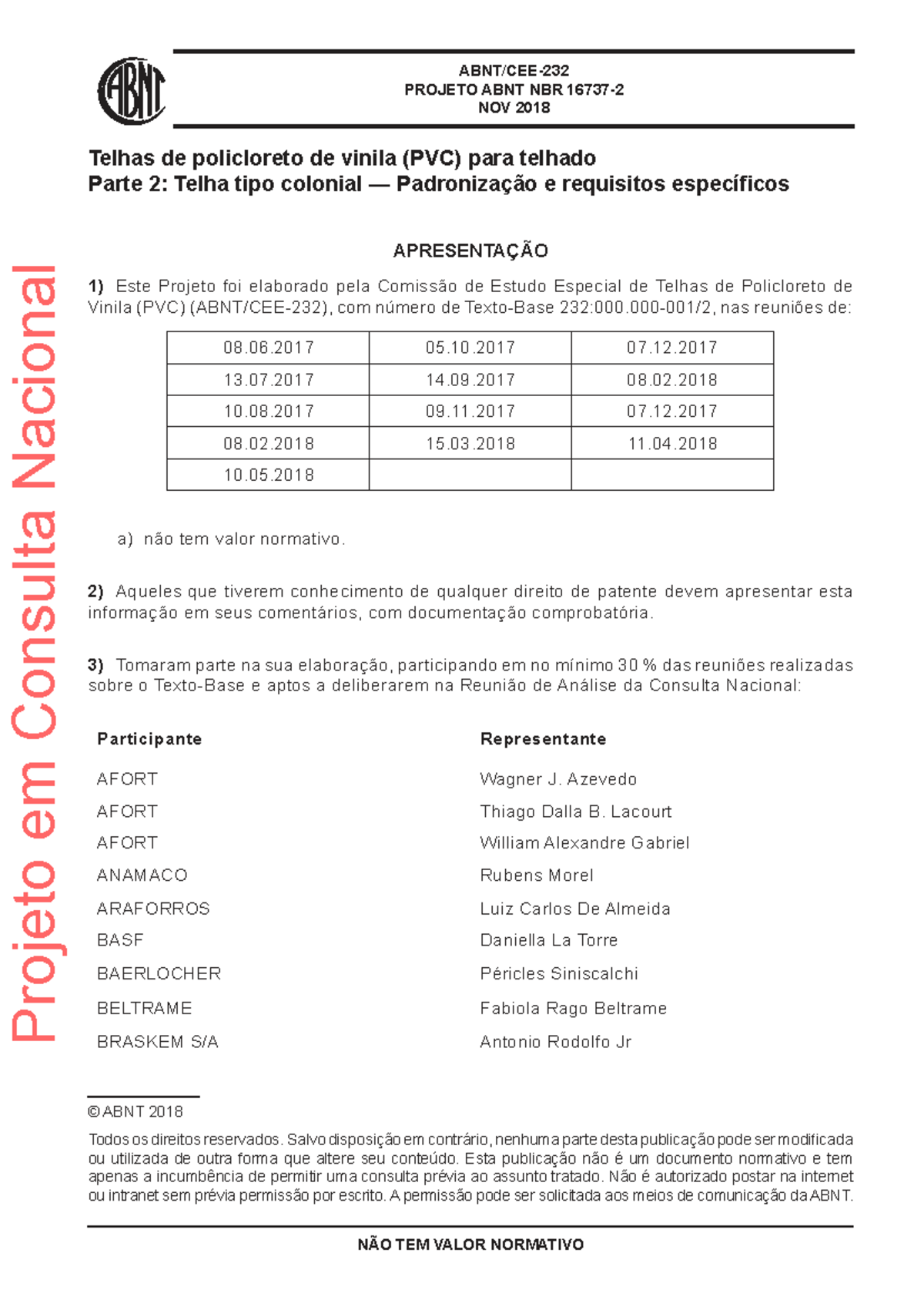 Projeto ABNT NBR 16737-2: Telhas de PVC Tipo Colonial - Consulta ...
