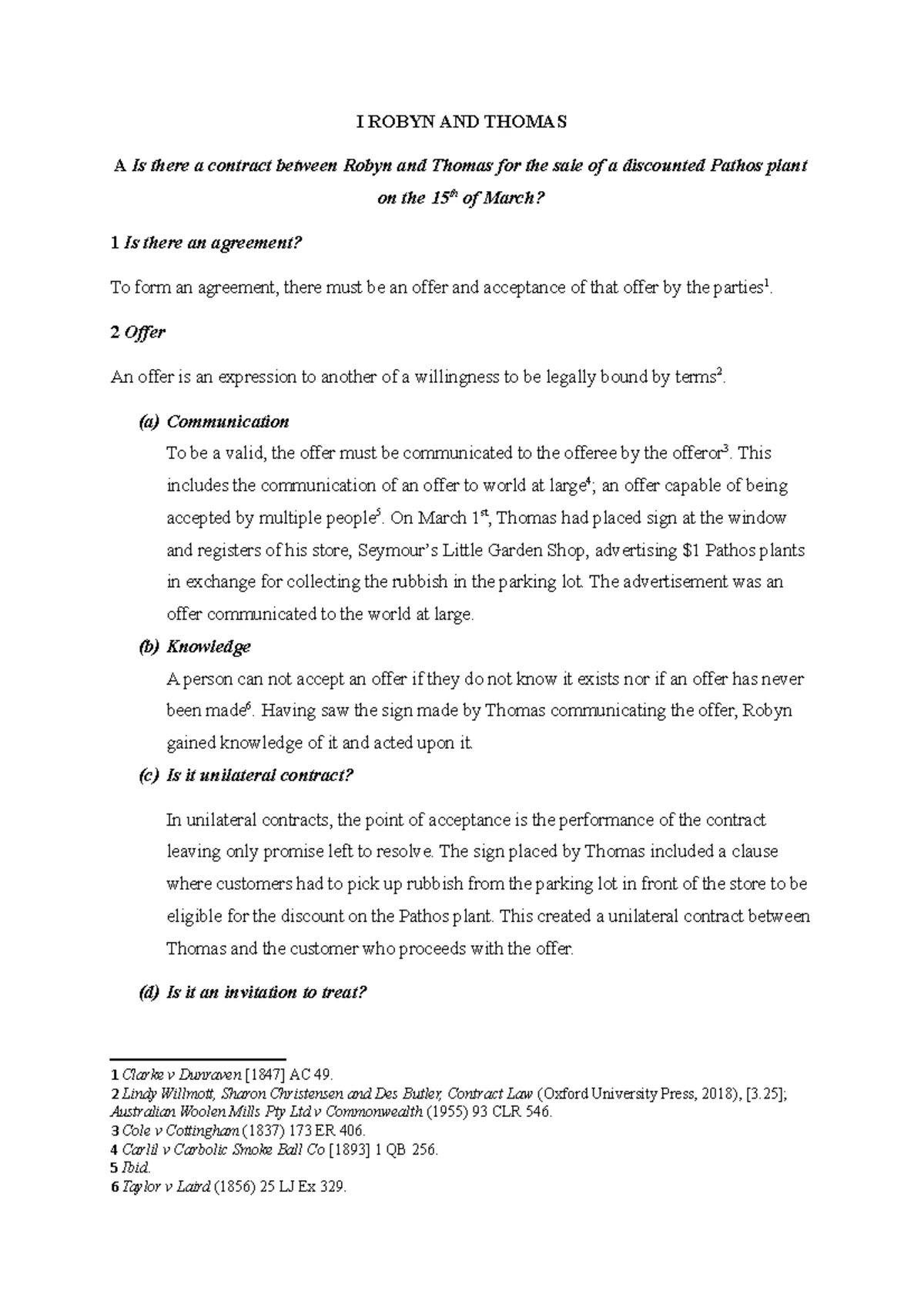 Contract Law LLB202 Tutorial Questions - Week 2 Overview and Instructions - Studocu