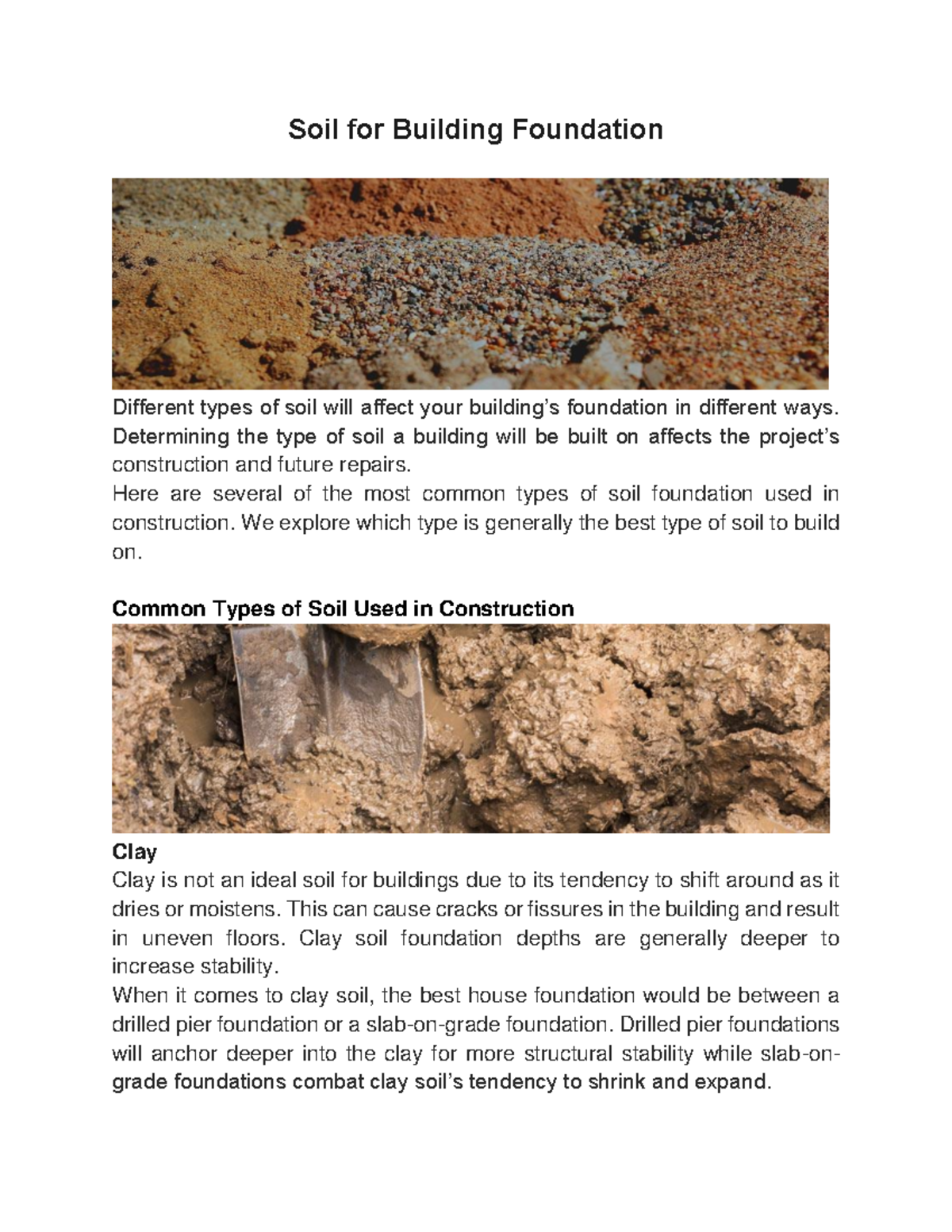 Soil Types and Their Impact on Building Foundations: A Comprehensive ...