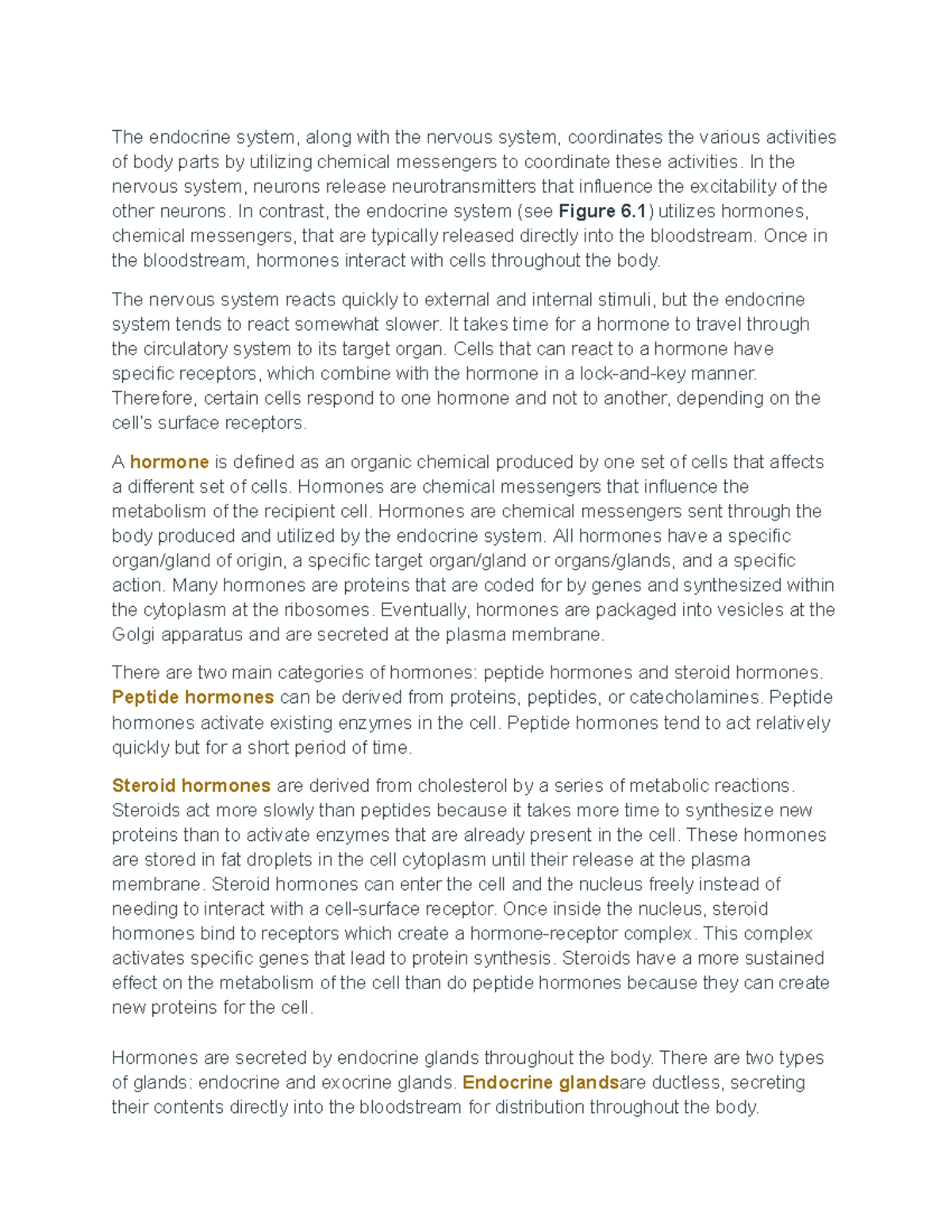 Endocrine System Overview And Hormonal Mechanisms A P Module 6 The