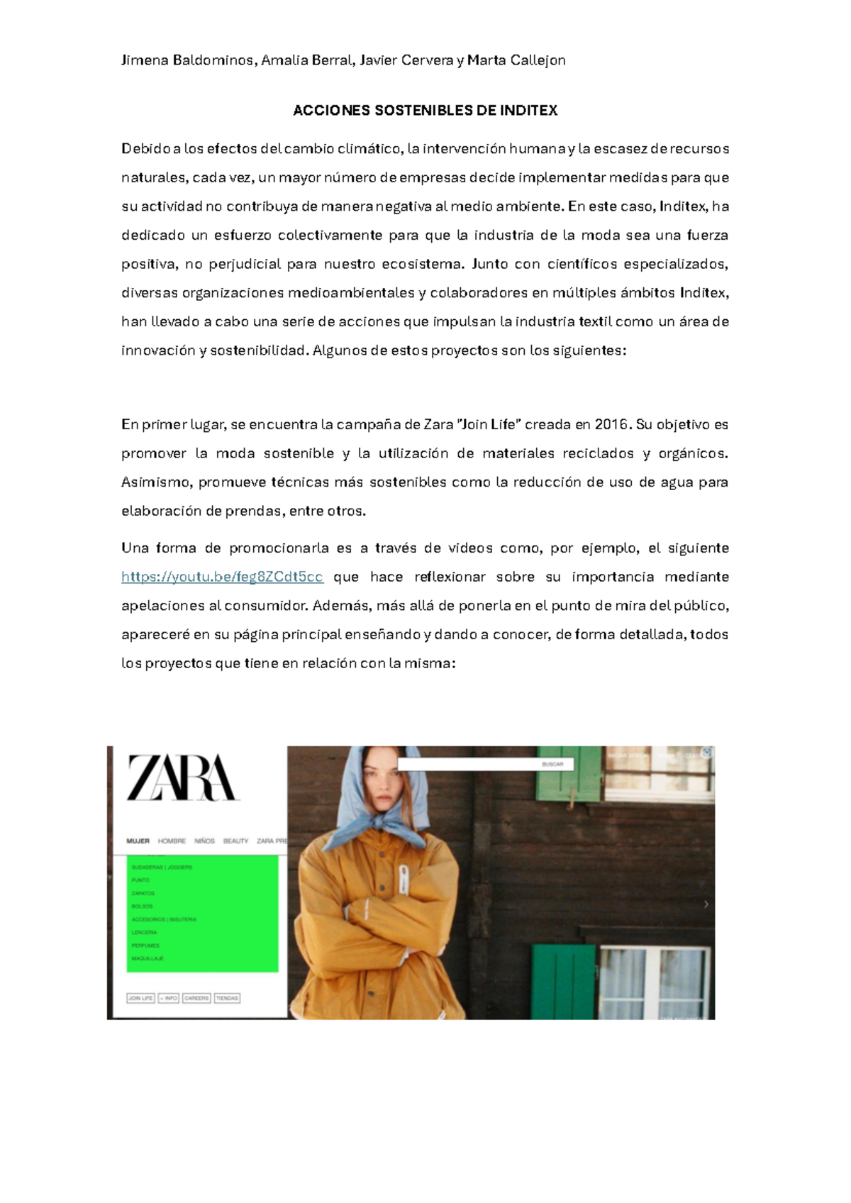 Marketing trabajo inditex - ACCIONES SOSTENIBLES DE INDITEX Debido a ...