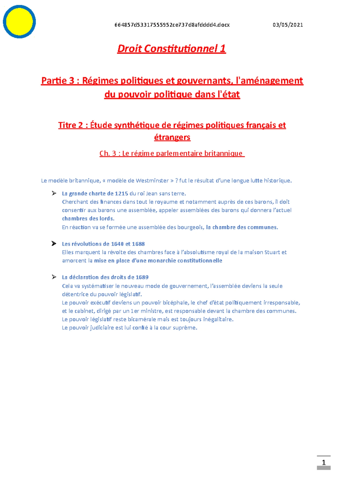 Droit Constitutionnel : Dissertation sur la Séparation des Pouvoirs en France - Studocu