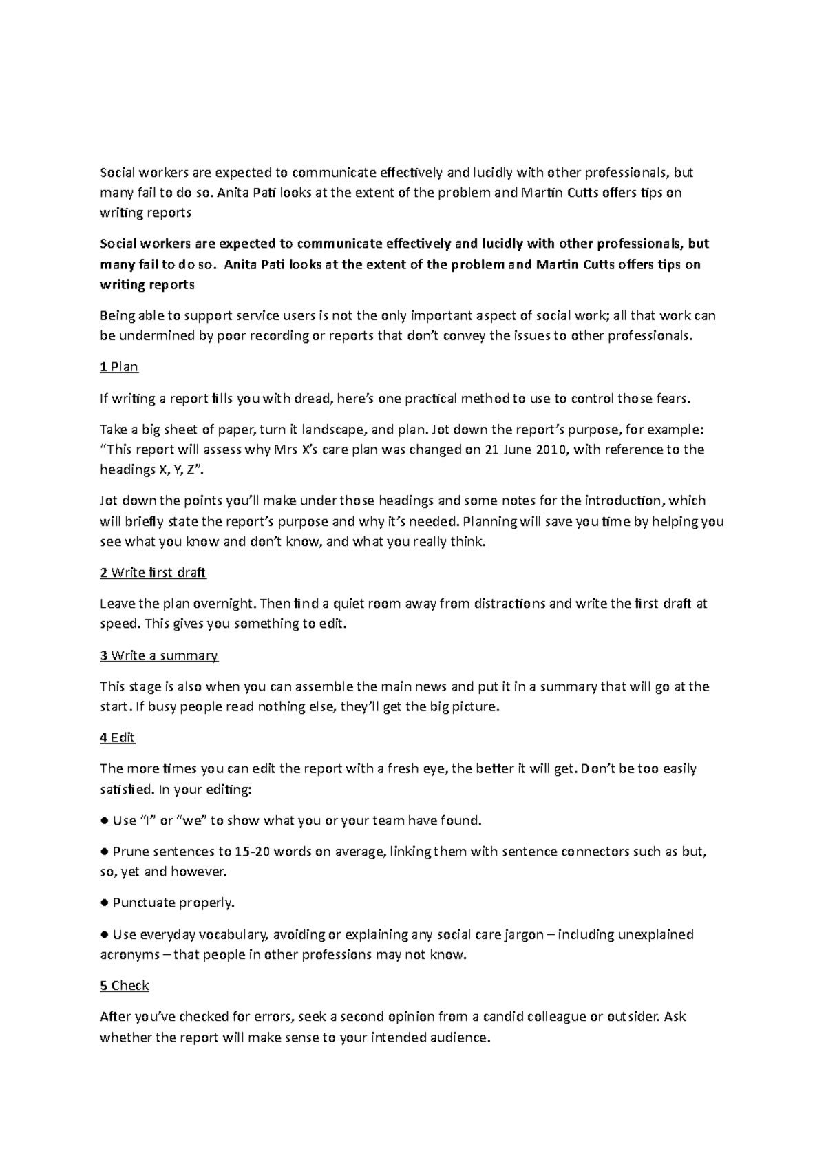 Effective Report Writing for Social Workers: Tips and Techniques - Studocu