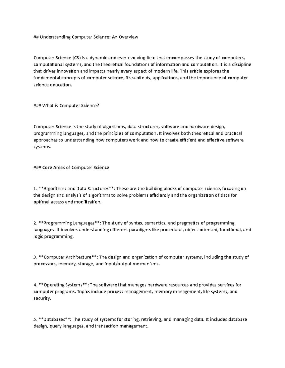 Understanding Computer Science - It is a discipline that drives innovation and impacts nearly ...