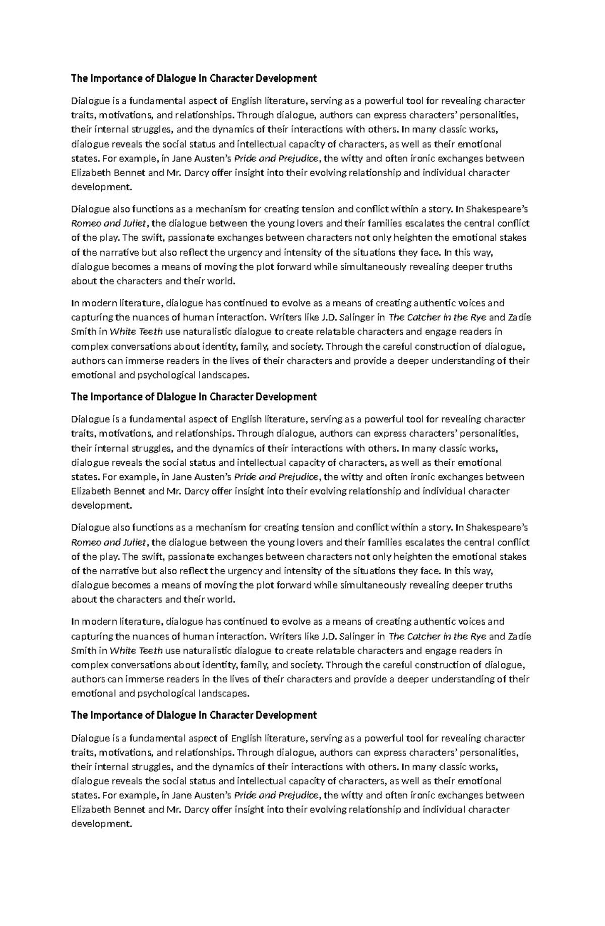 The Importance of Dialogue in Character Development - Through dialogue ...