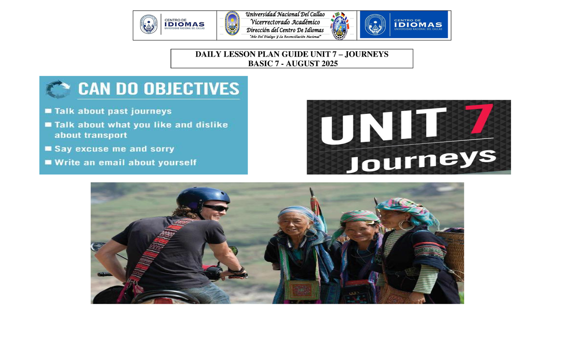 Daily Lesson Plan: Unit 7 - Journeys (Basic 7, Aug 2025) - Studocu