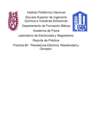 Reporte Práctica 8 EYM - Practica 8 electricidad y magnetismo - INSTITUTO POLITÉCNICO NACIONAL ...