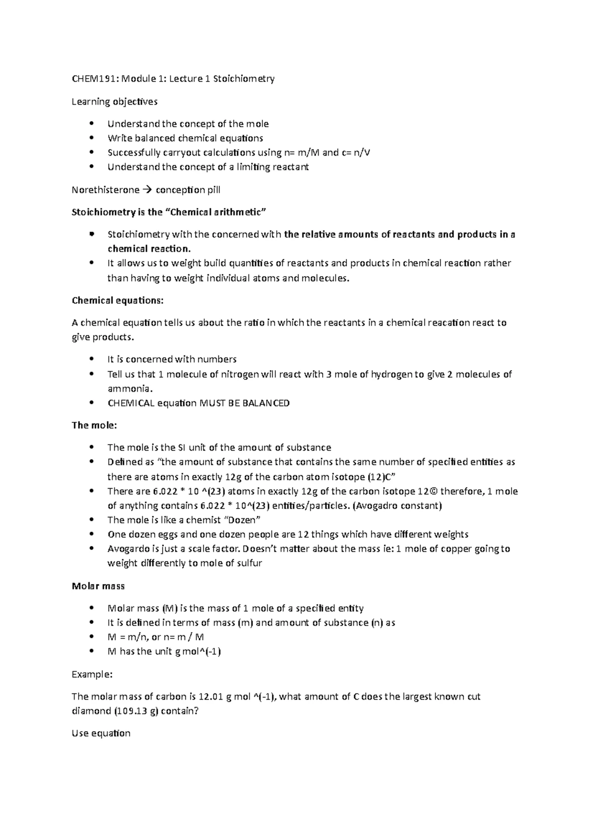 CHEM191 Module 3 Lecture 5: Structure & Reactions of Organic Molecules - Studocu