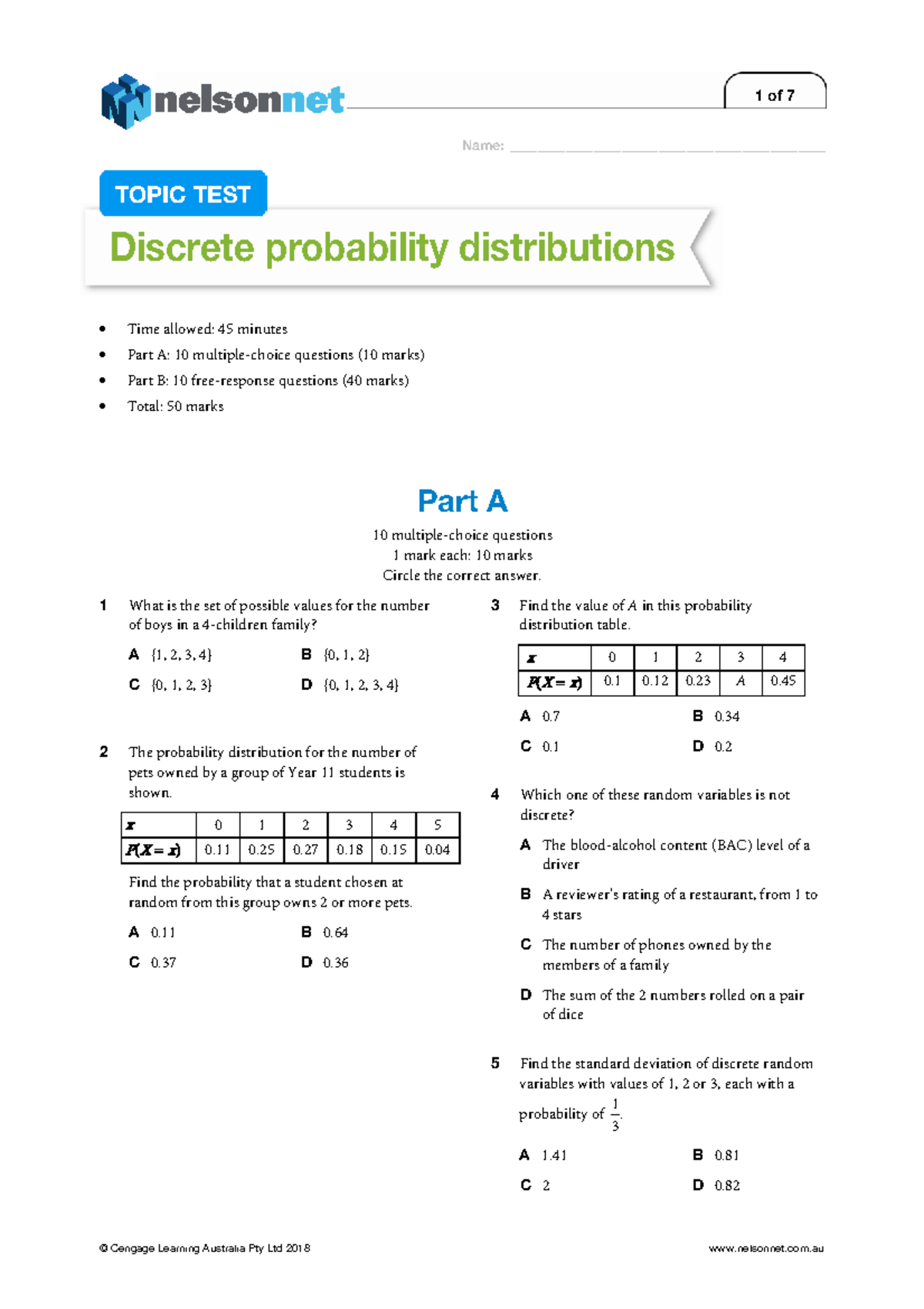Chapter 12 Topic Test: Discrete Probability Distributions - Studocu