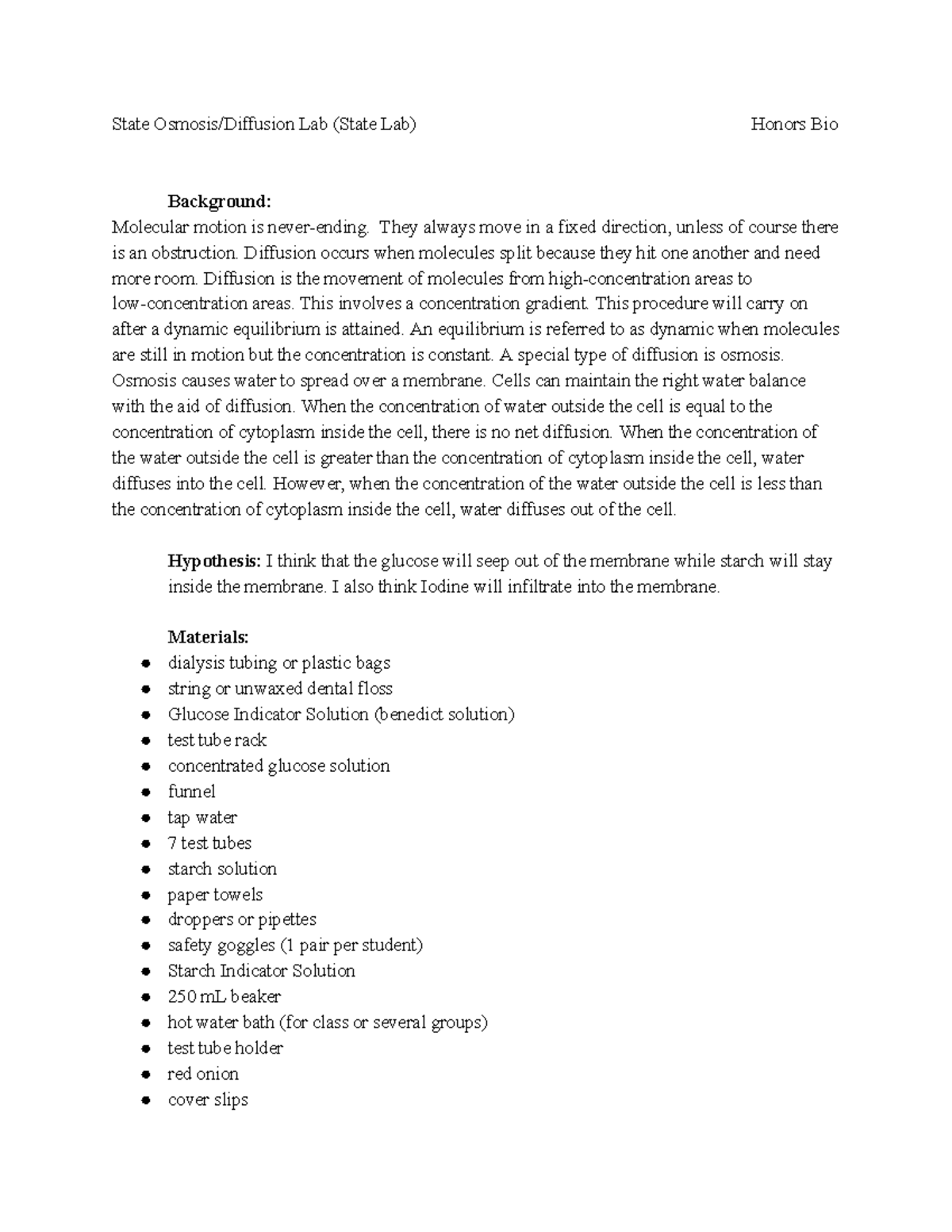 State Osmosis Diffusion Lab write up - State Osmosis/Diffusion Lab ...