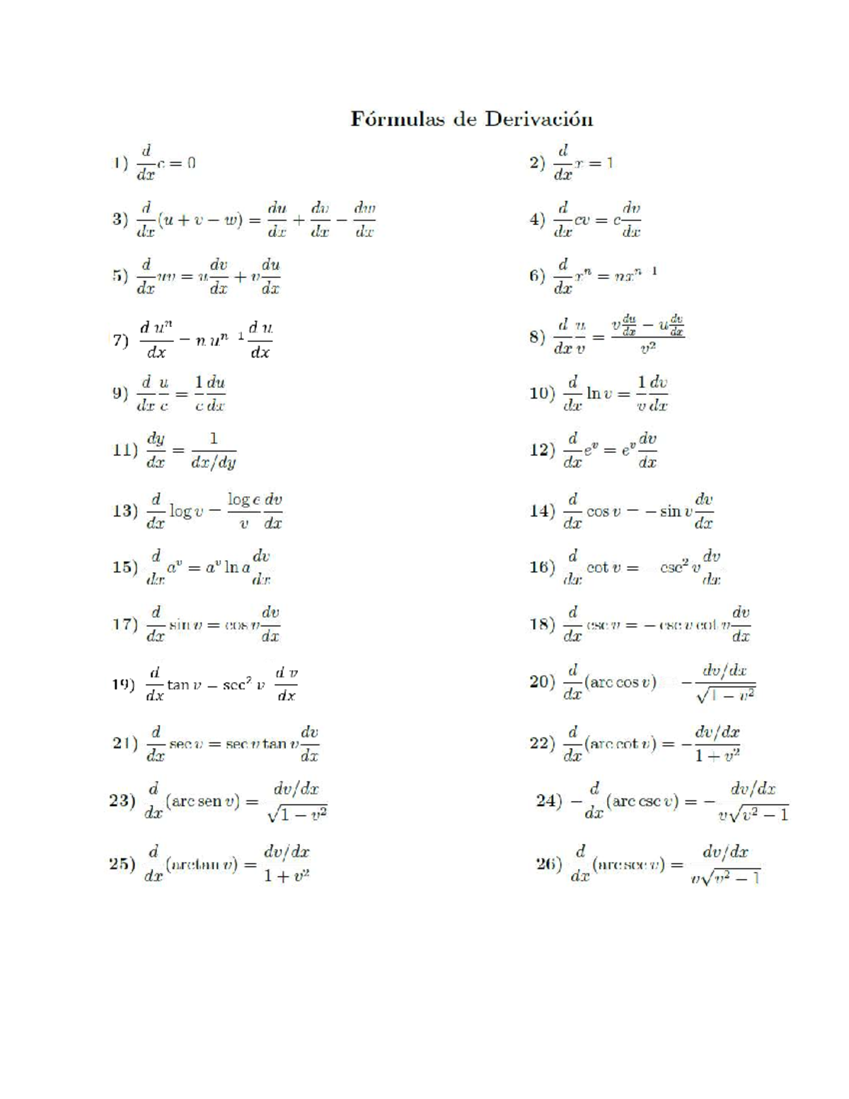 Formulario C Integral: Fórmulas de Integración y Aplicaciones - Studocu
