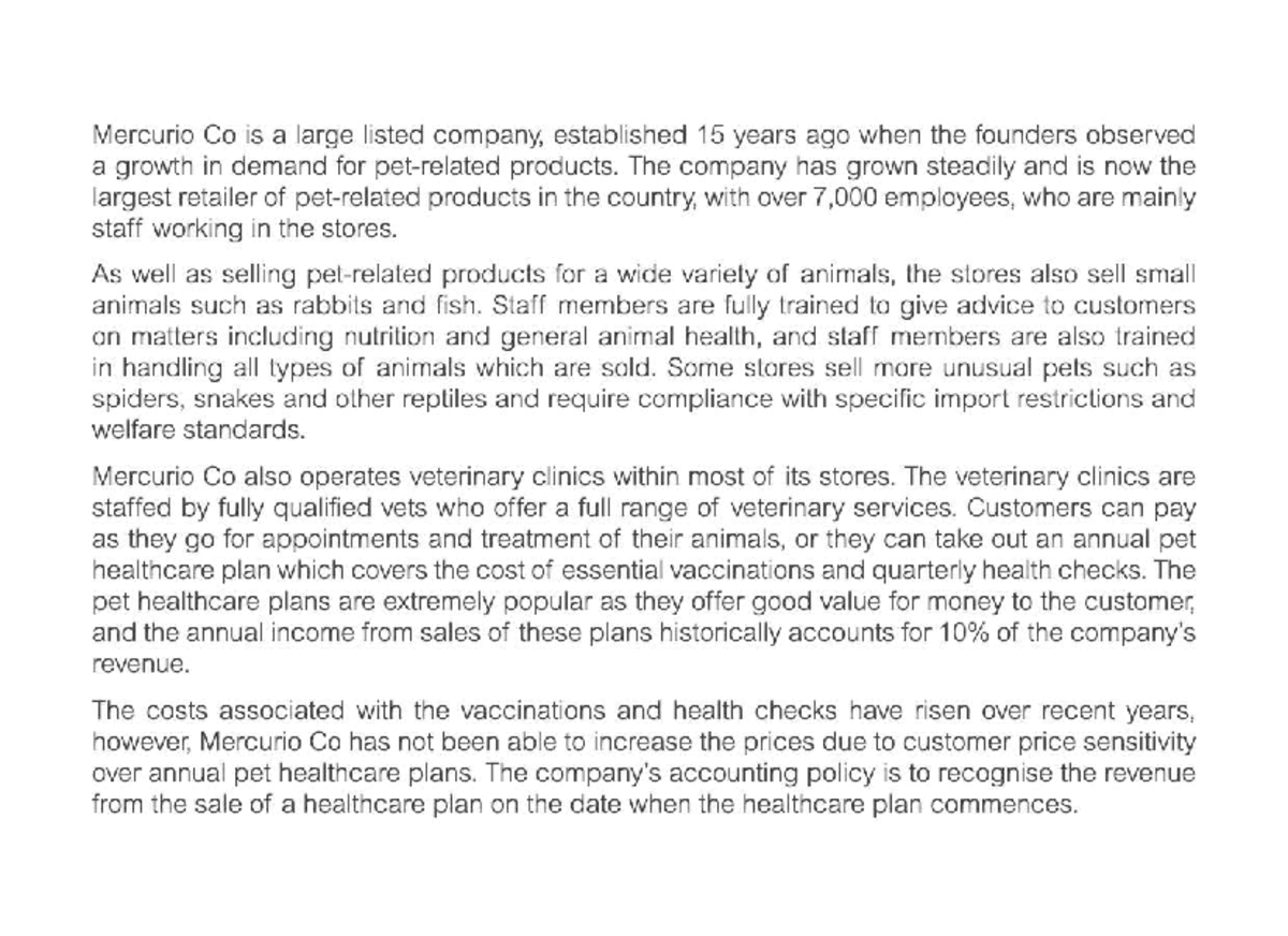 Mercurio Co: Background Info on Pet Retail & Healthcare Plans - Studocu