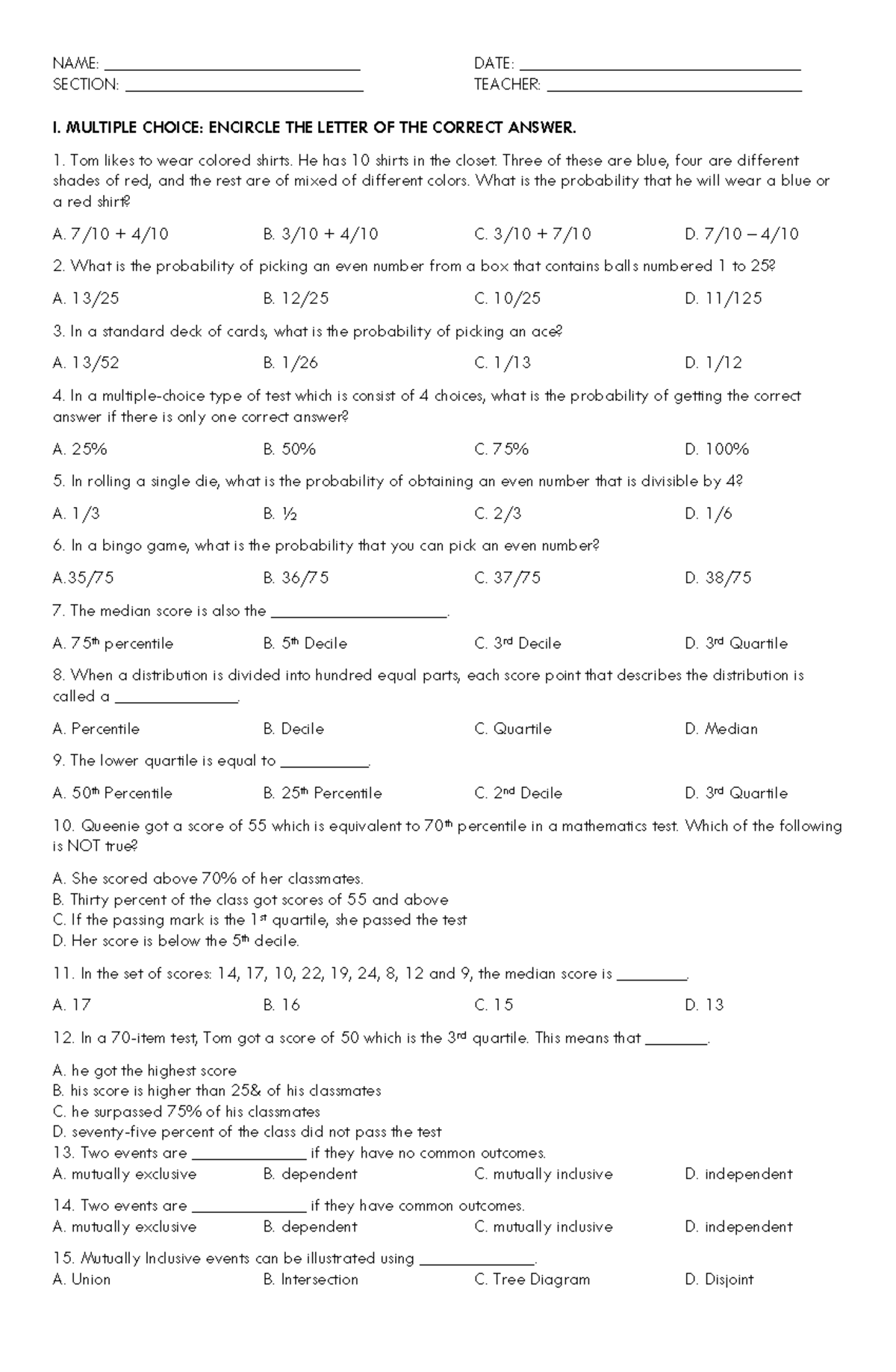 MATH 10 4th Quarterly Test - NAME: _____________________________ DATE ...