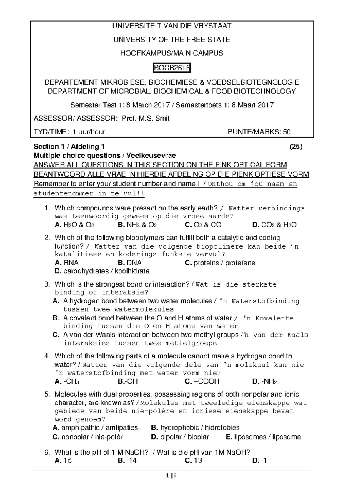Biochemistry (BOCH 2614) Study Notes - Biochemistry: Topic 2: Water ...