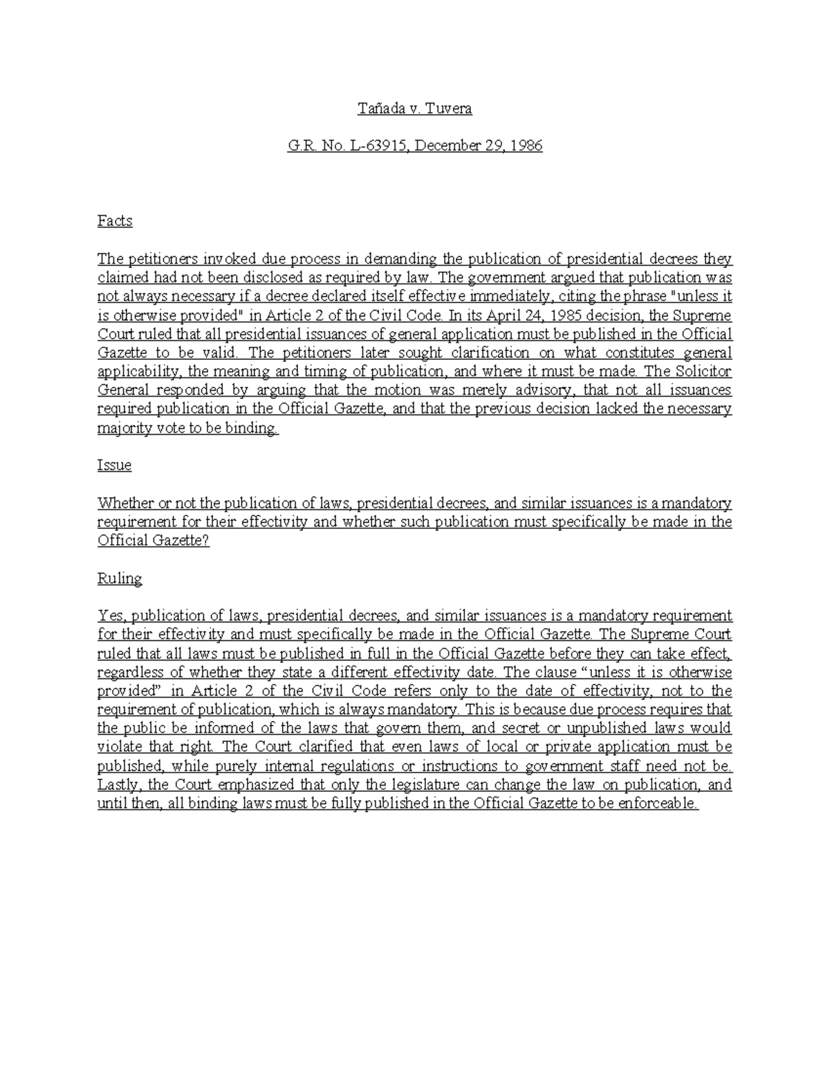 Civil Law Case Digest: Key Rulings and Principles - Studocu