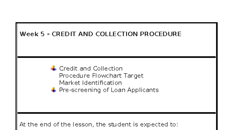 Module 3: Credit Investigation and Collection Procedures - Studocu