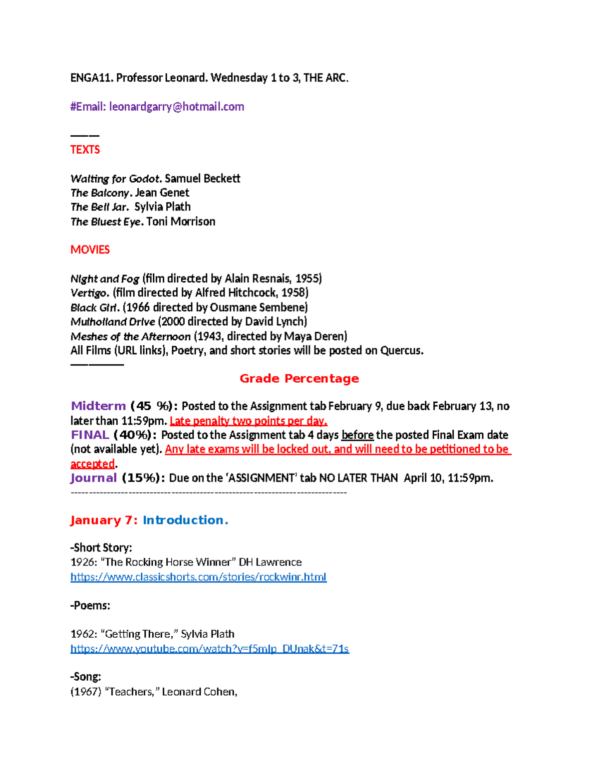 ENGA11 Midterm Study Guide: Key Texts & Film Analysis - Studocu