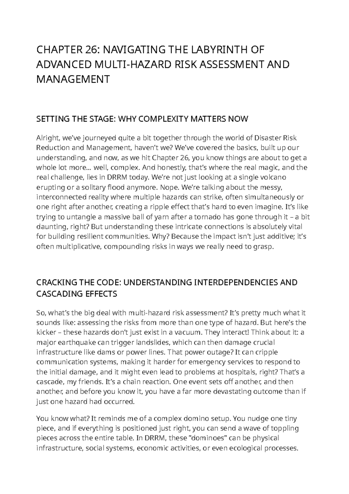 CHAPTER 26: NAVIGATING COMPLEXITY IN ADVANCED RISK ASSESSMENT - Studocu
