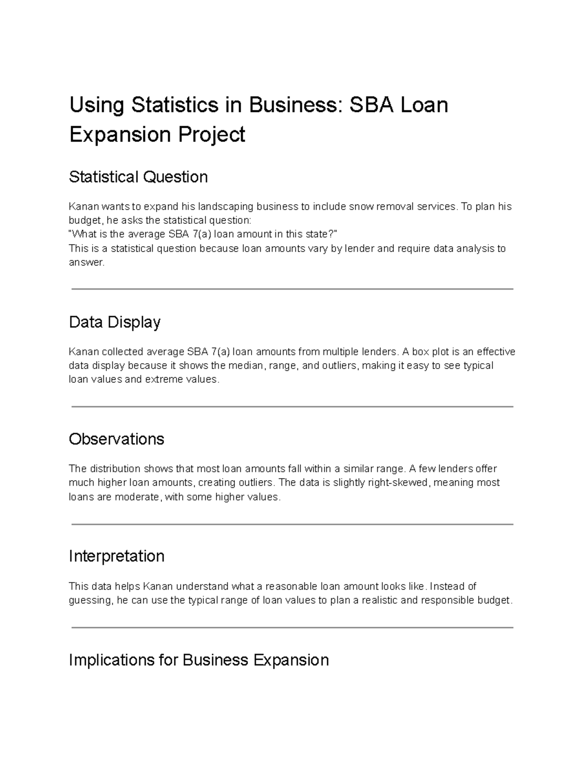 SBA 7(a) Loan & Equipment Cost Analysis for Business Expansion - Studocu