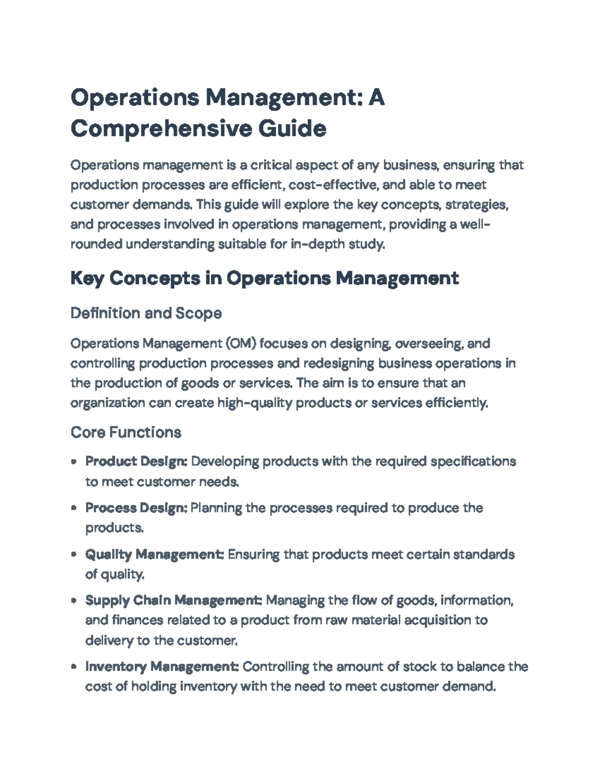 Operations Management: Comprehensive Guide and Key Concepts (Unit 3 AOS ...
