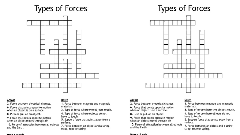 Types of Forces Puzzle for Elementary Learners - Teaching Aid - Studocu