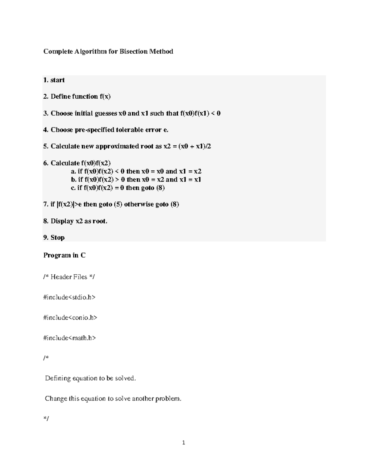 Numerical Methods Lab Sheet - C Programming Algorithms - Studocu
