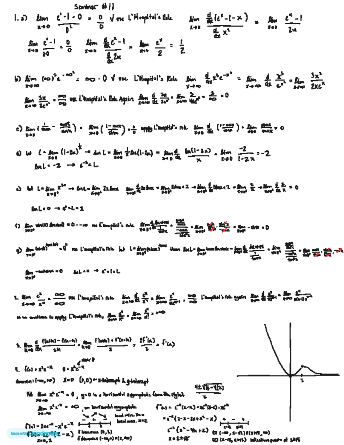 Math 101: Seminar Notes on L'Hôpital's Rule and Limits - Studocu