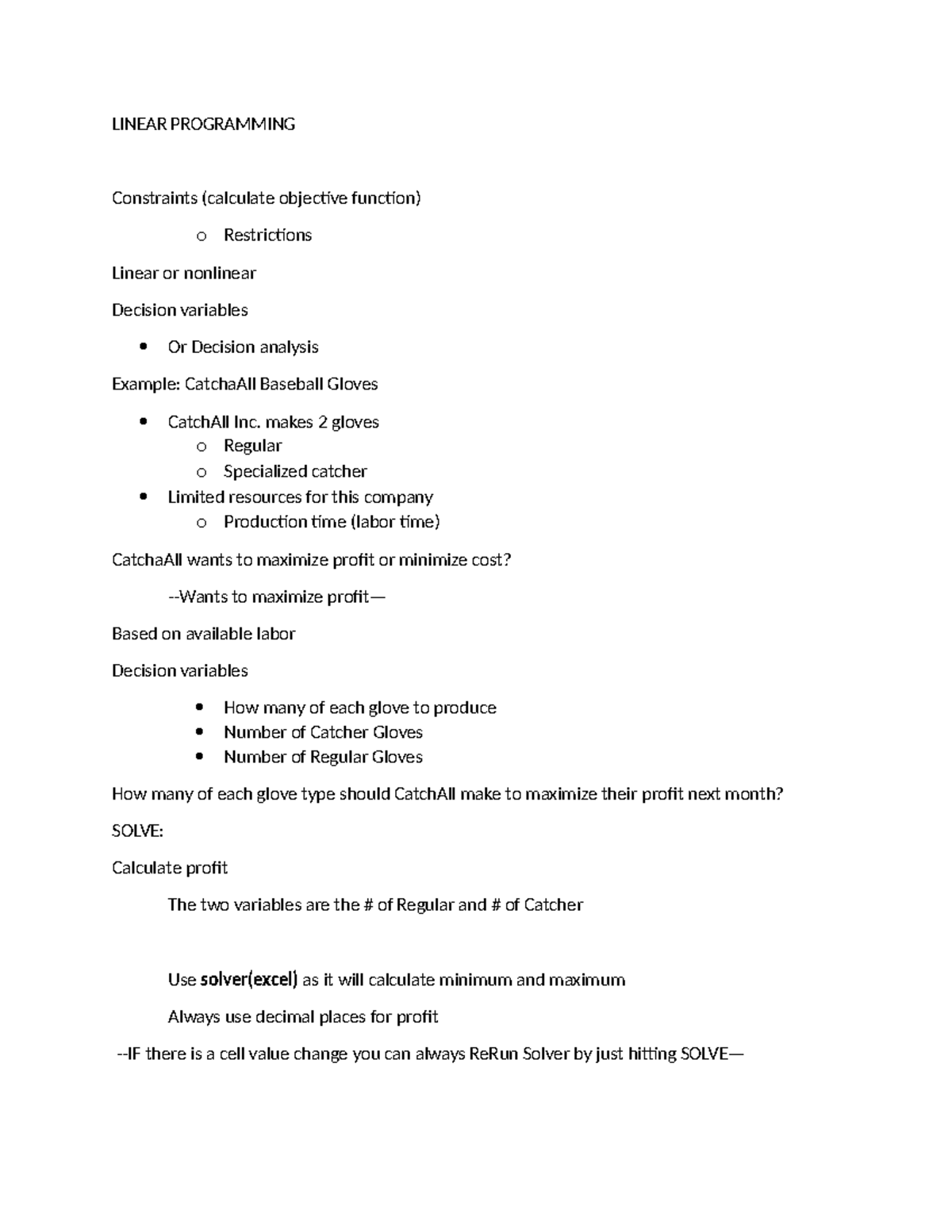 Final Exam Cheat Sheet - Linear Programming Notes (MATH101) - Studocu