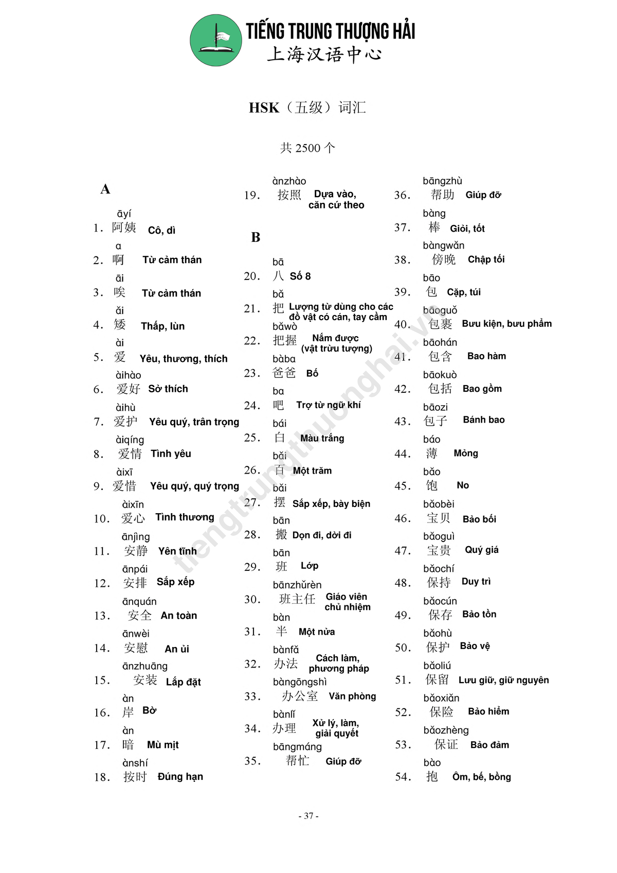[tiengtrungthuonghai.vn] 2500 TỪ VỰNG HSK5 ĐÃ DỊCH - Tiếng anh Khoa học ...
