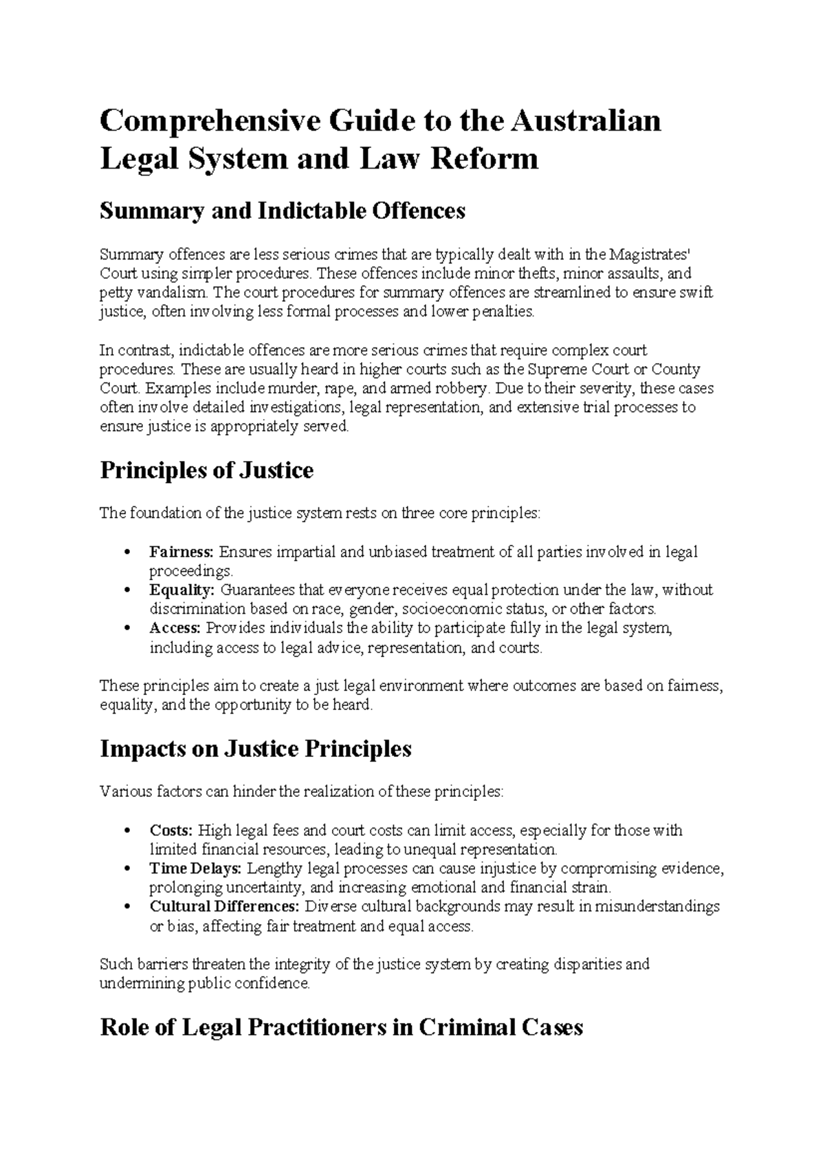 Comprehensive Overview of the Australian Legal System and Law Reform ...