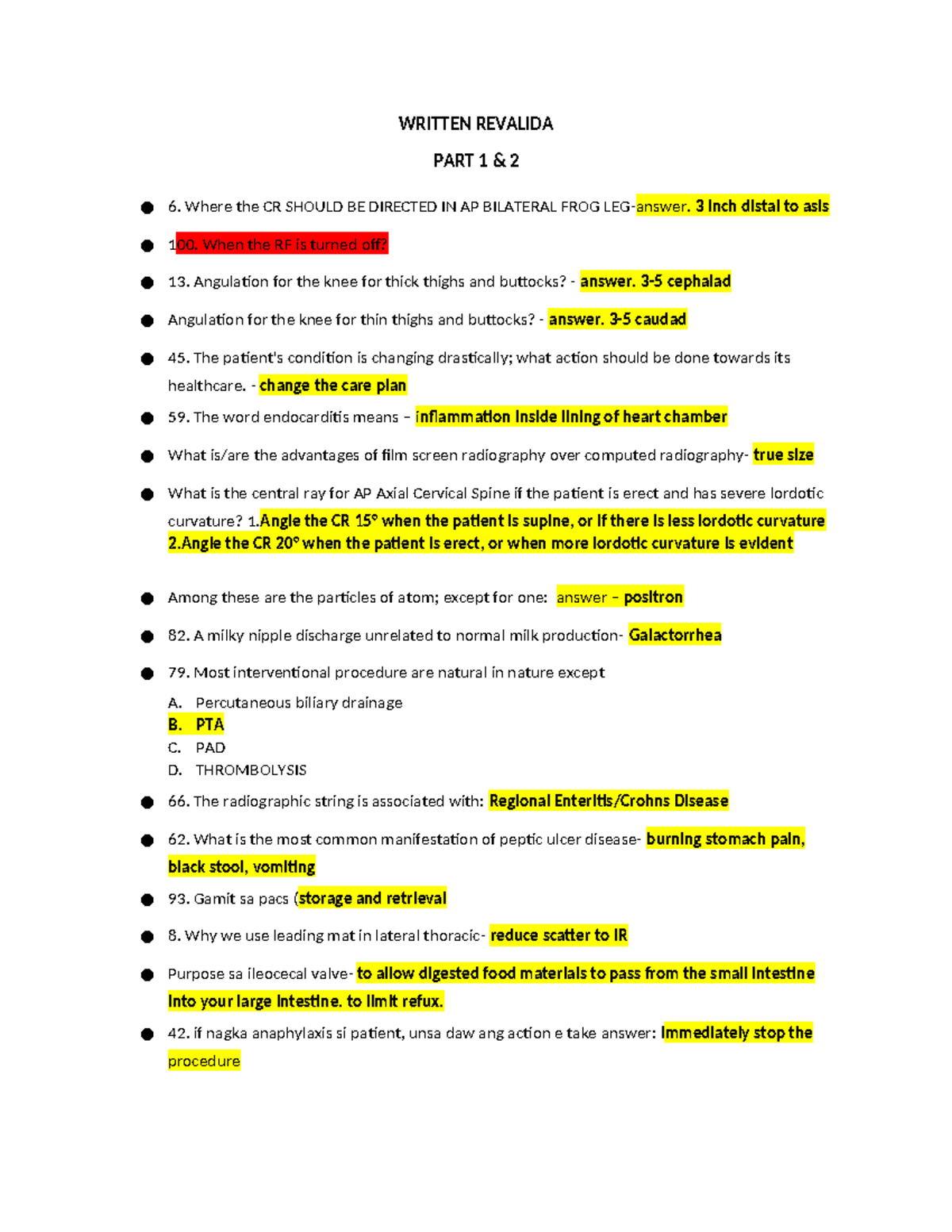 Revalida Part 1 & 2: Key Concepts in Radiology and Patient Care - Studocu