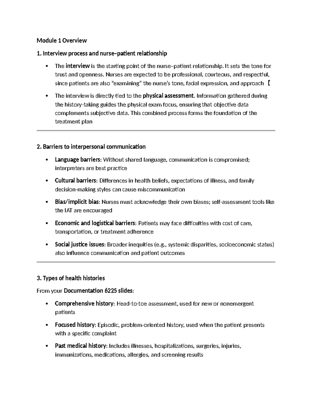 Module 1 Overview: Interview Process & Communication Barriers - Studocu
