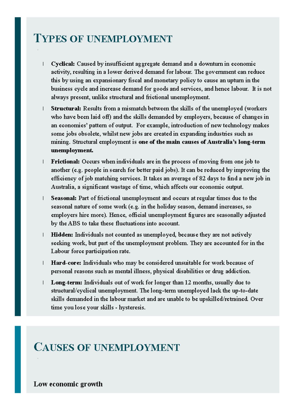 COMM1110 week 9 lecture module 1 - TYPES OF UNEMPLOYMENT ⩺ Cyclical ...