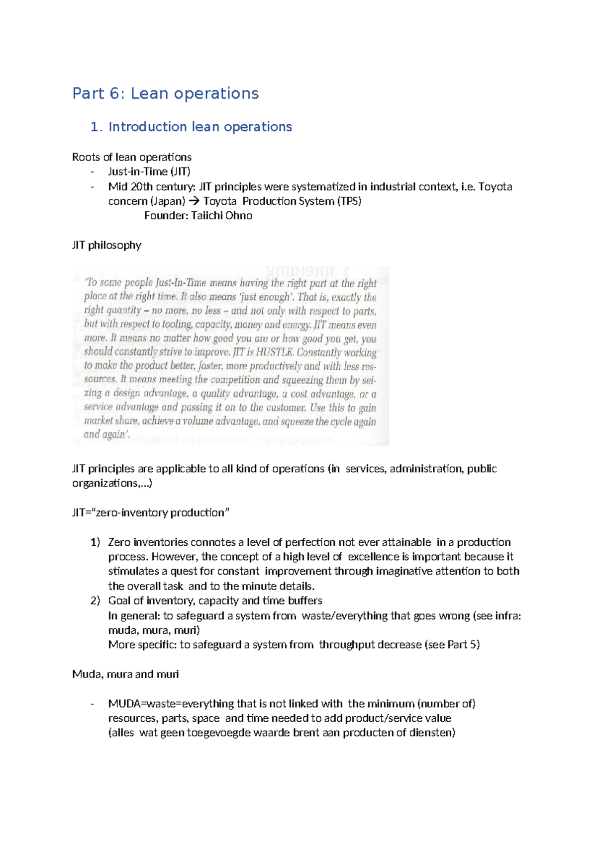 Part 6: Lean Operations - JIT Principles and Continuous Improvement ...