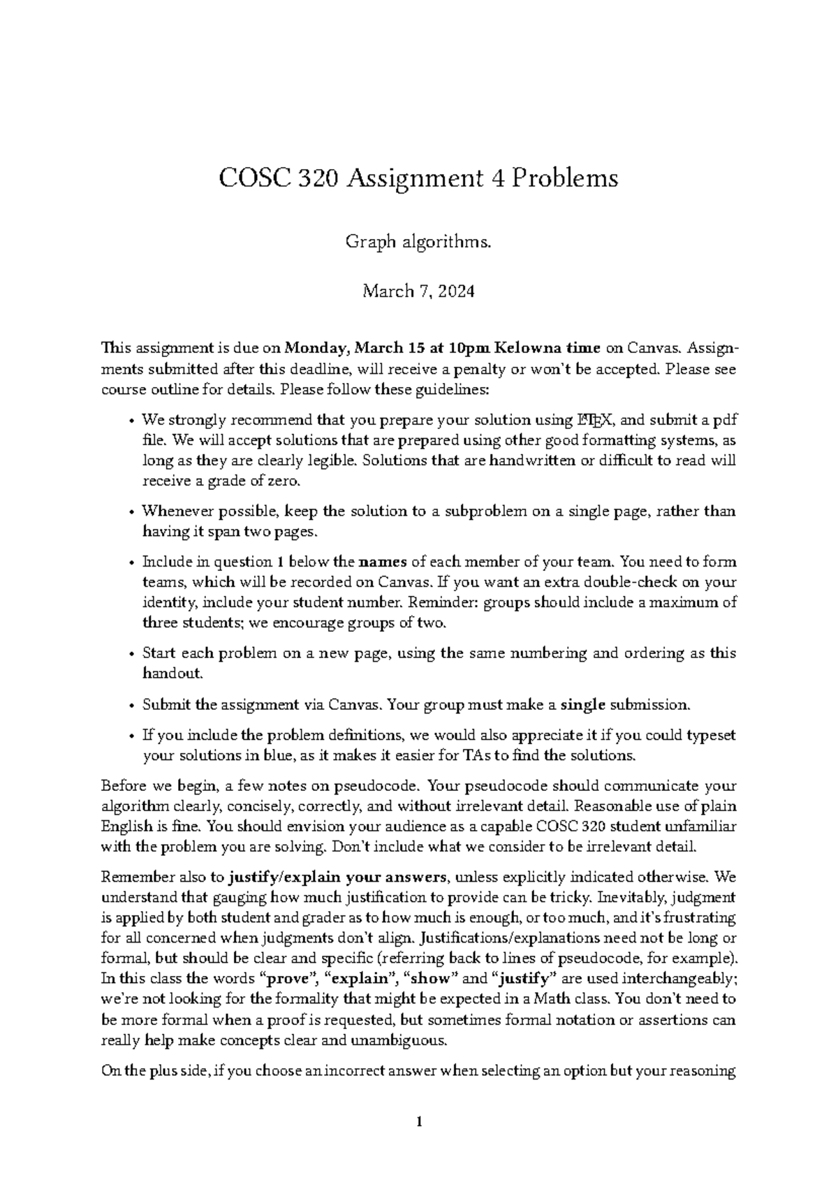 COSC 320 - Assignment 4: Graph Algorithms and Rod-Cutting Solutions ...