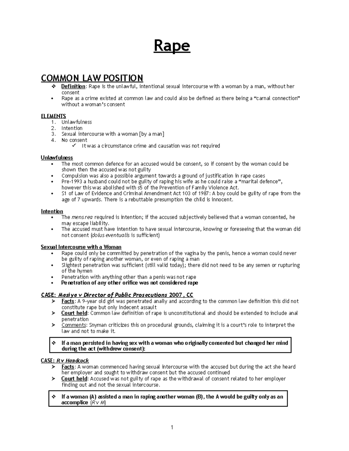 20CR - Rape: Comprehensive Legal Summary and Case Analysis - Studocu