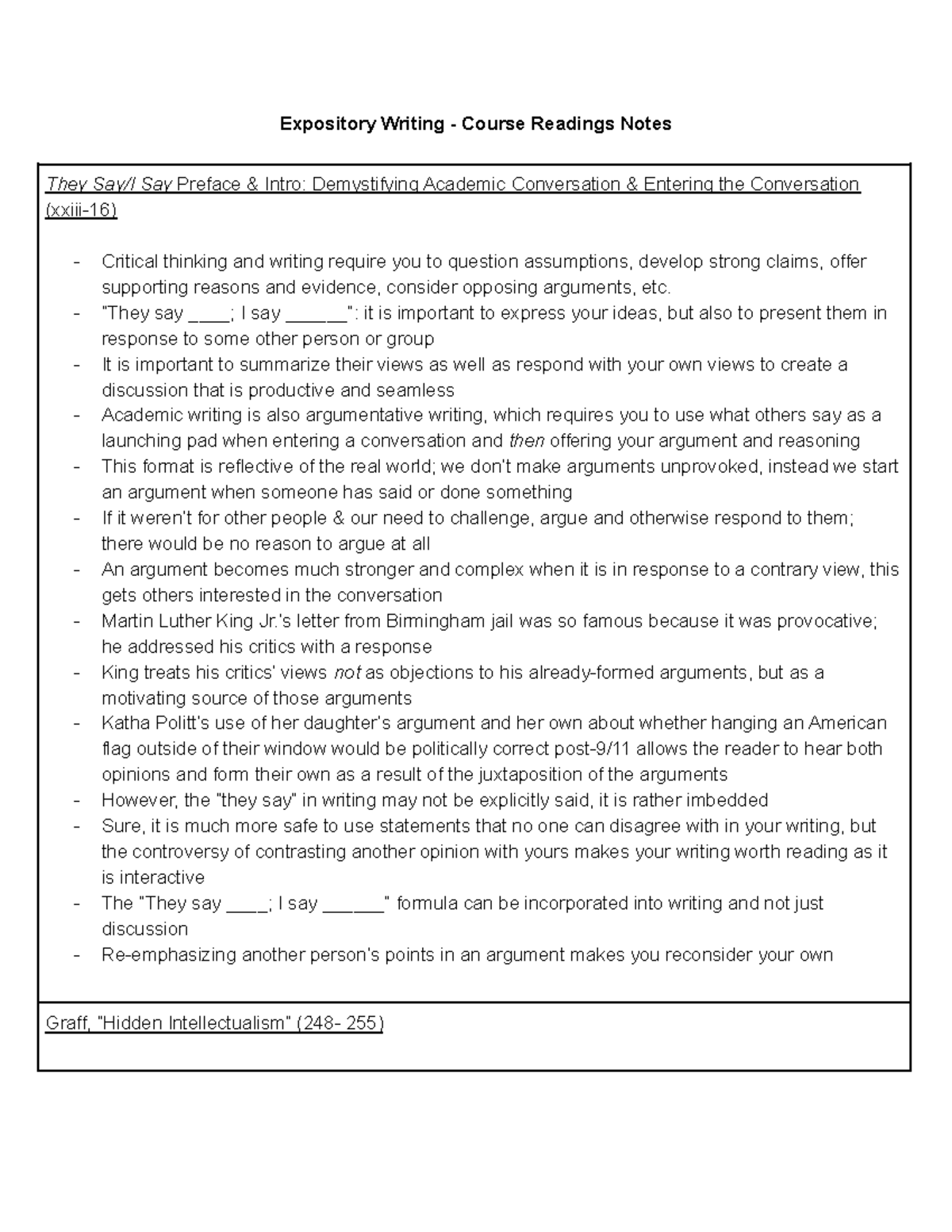 Expository Writing Course Readings Notes - Expository Writing - Course ...