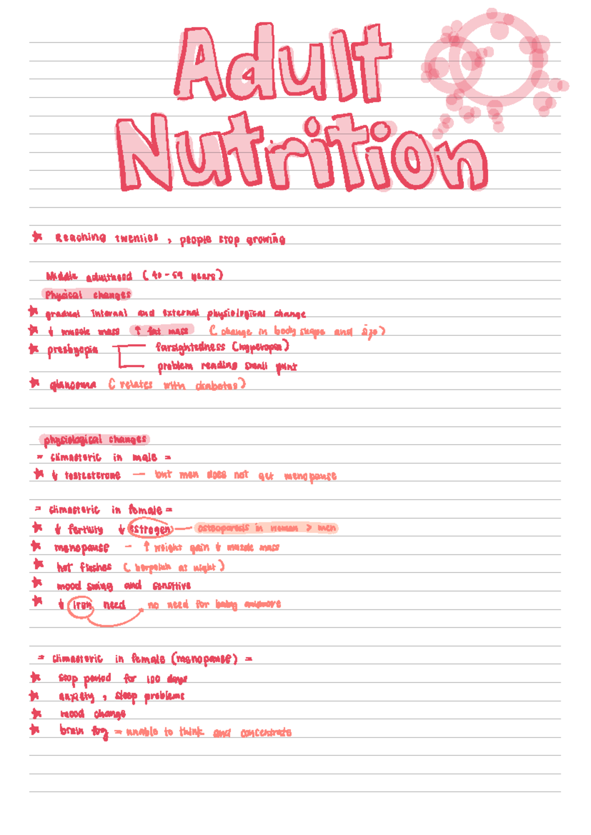Adult Nutrition: Understanding Middle Adulthood Changes (40-59) - Studocu