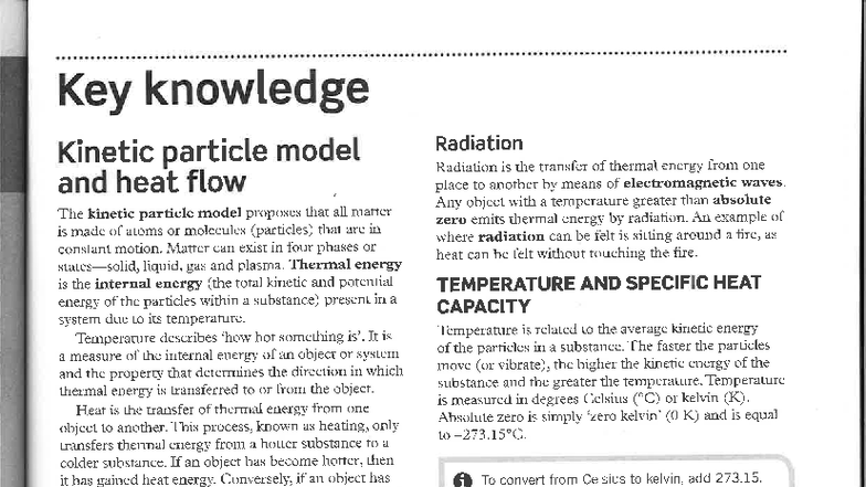 Key Knowledge Particle Model and Heat Flow - Key knowtedge Kinetic ...