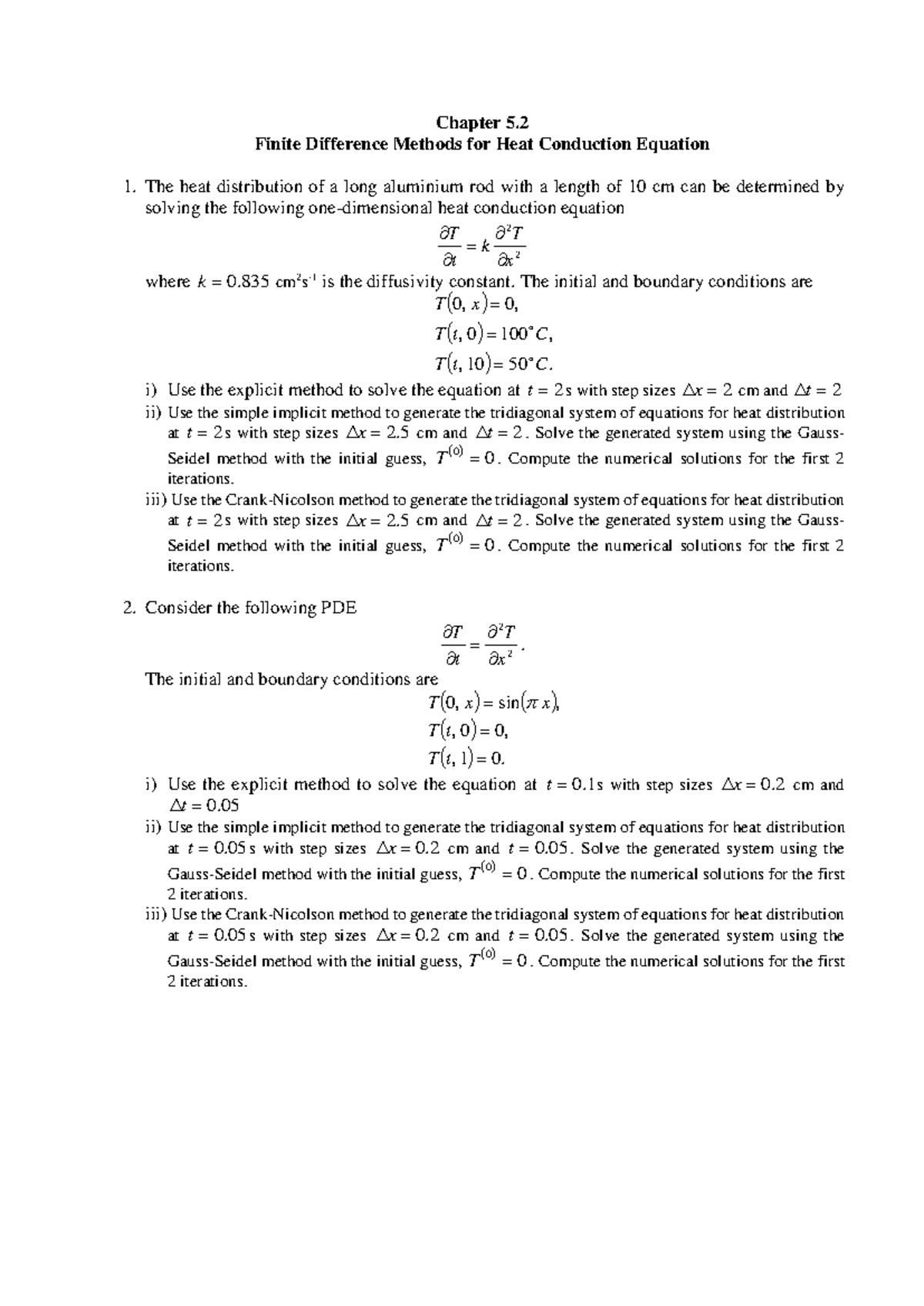 Chapter 5.2: Finite Difference Methods for Heat Conduction Analysis ...