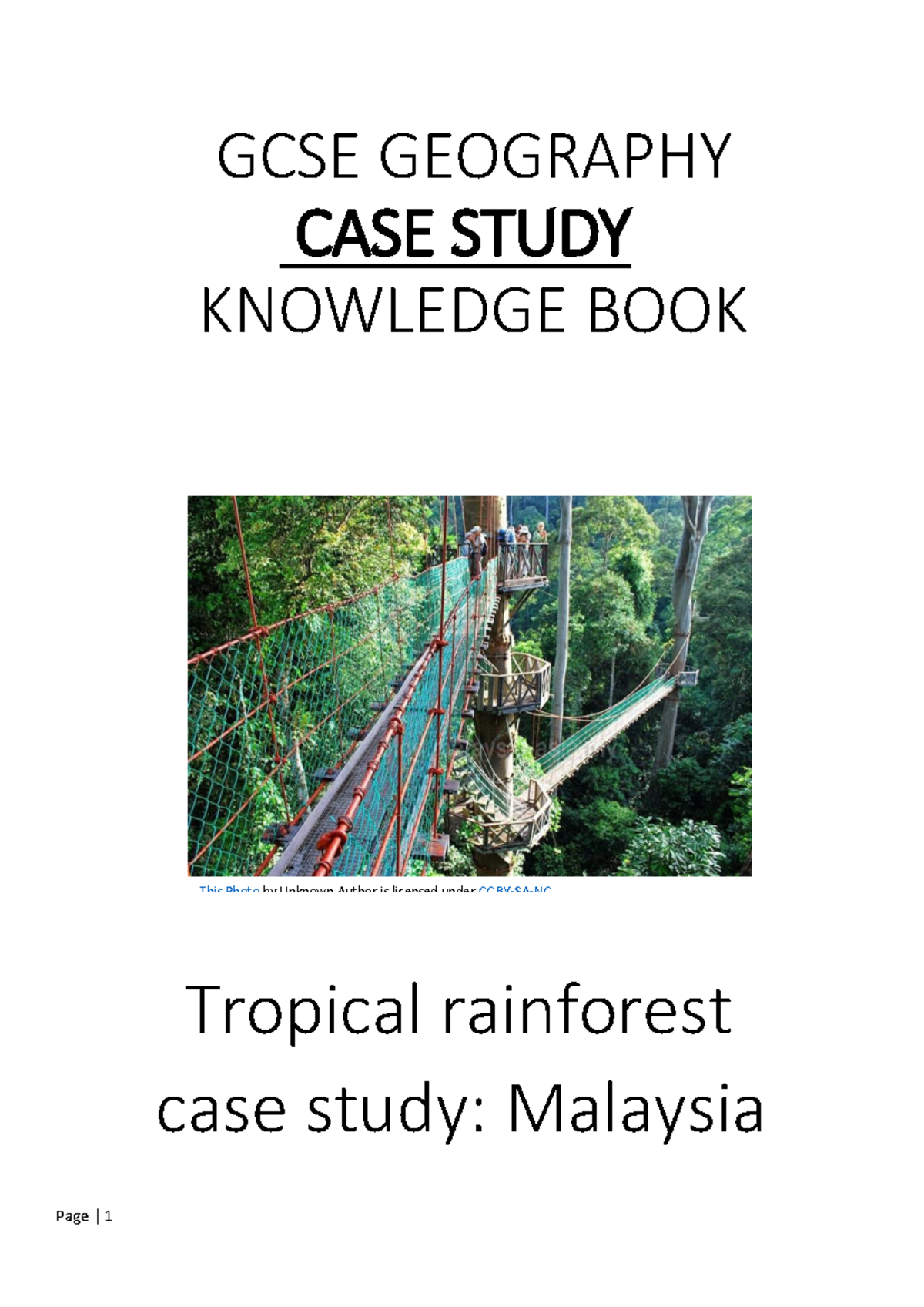Malaysia GCSE Geography Case Study: Tropical Rainforest Insights - Studocu