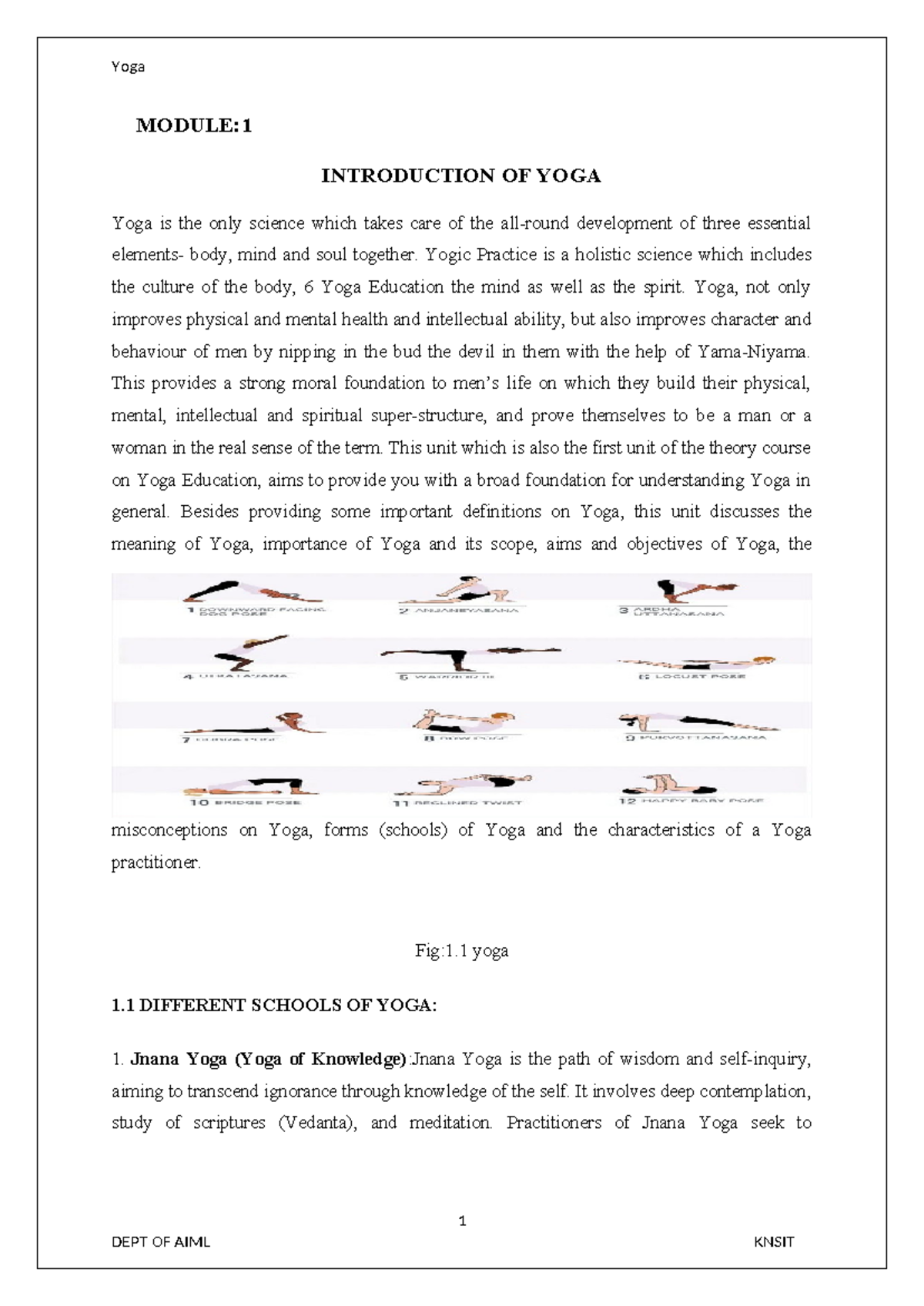 Yoga Education: Module 1 - Introduction to Yoga Practices - Studocu