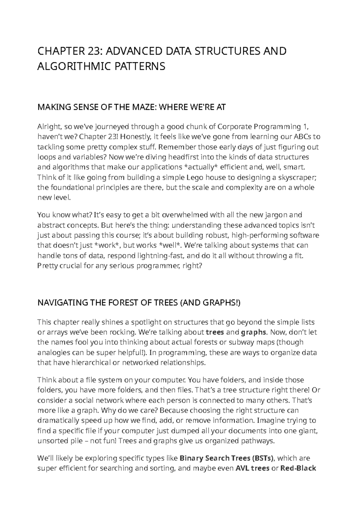 Corporate Programming 1: Chapter 23 Review on Advanced Data Structures - Studocu