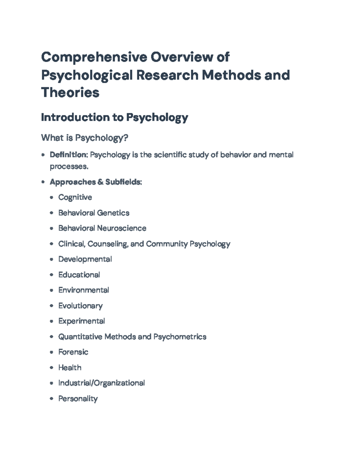Comprehensive Overview of PSY 101: Psychological Research Methods ...
