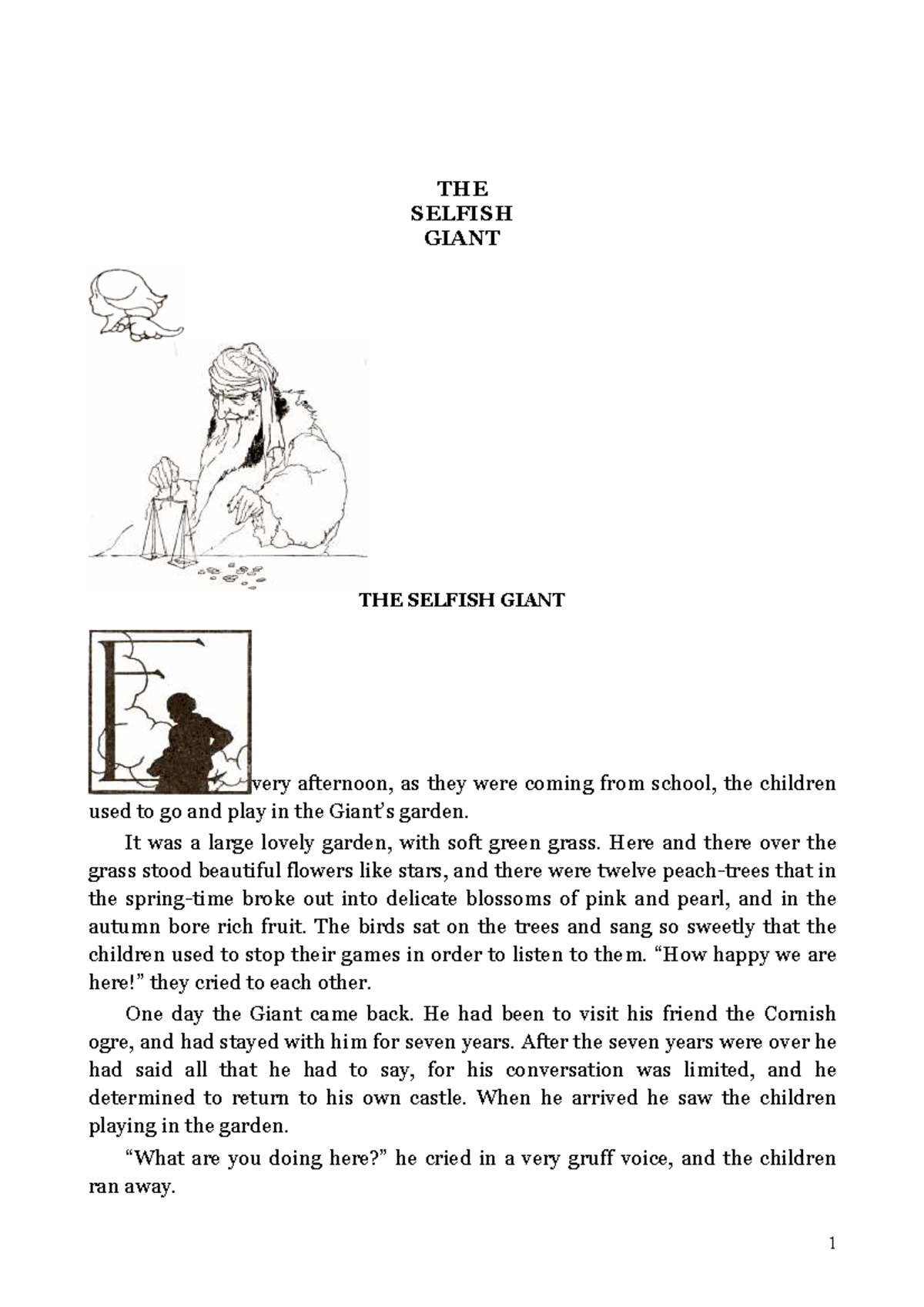 The Selfish Giant: A Study of Oscar Wilde's Classic Tale - Studocu