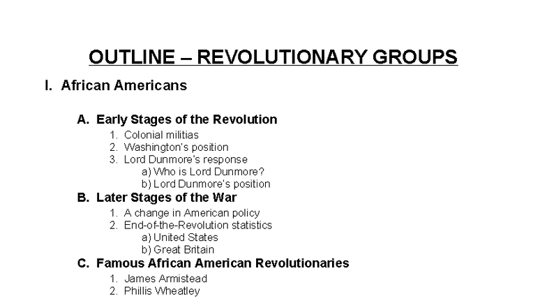 Revolutionary Groups: Contributions of African Americans & Women ...