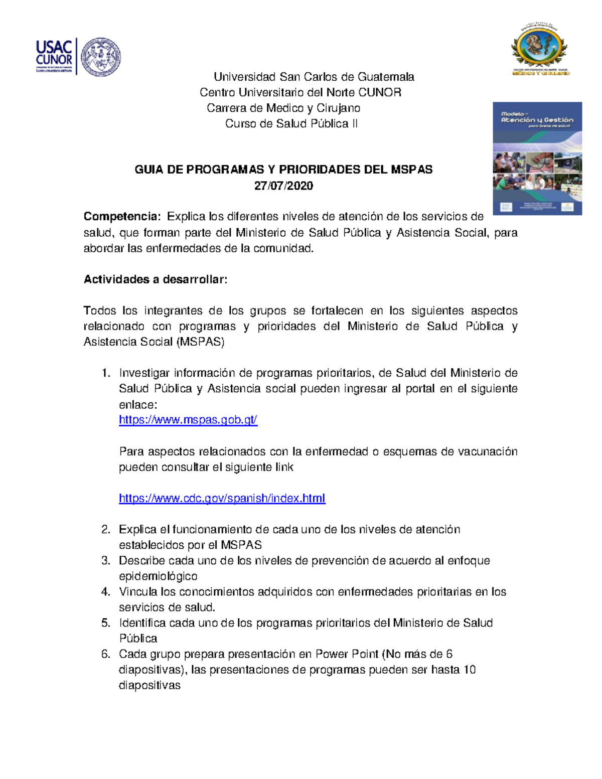 GUÍA DE PROGRAMAS PRIORITARIOS MSPAS - SALUD PÚBLICA II - Studocu