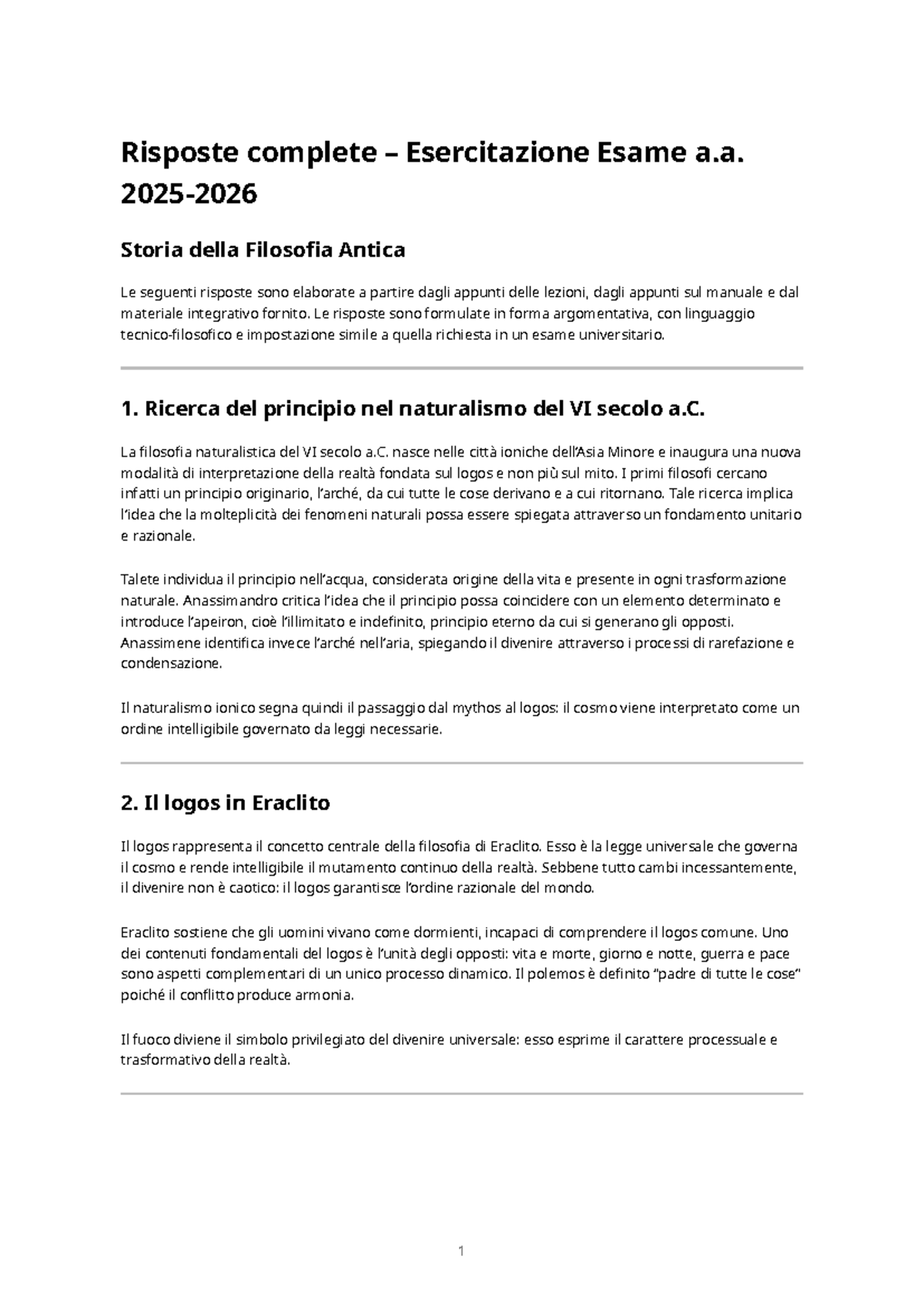 Risposte Complete Esercitazione Esame MASI Storia della Filosofia ...