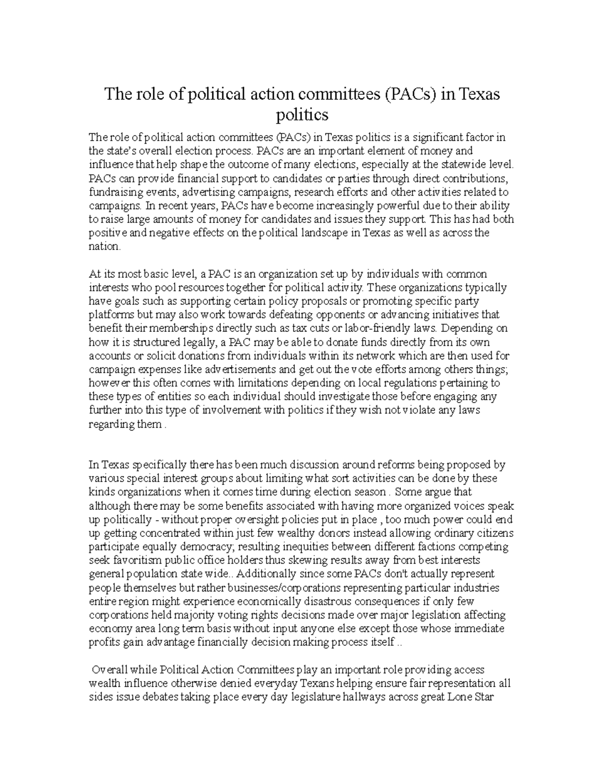 The Importance of PACs in Texas Politics: A Comprehensive Overview ...