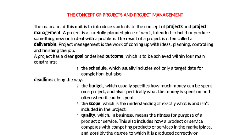 U3 Project Management Concepts and Approaches Explained - Studocu